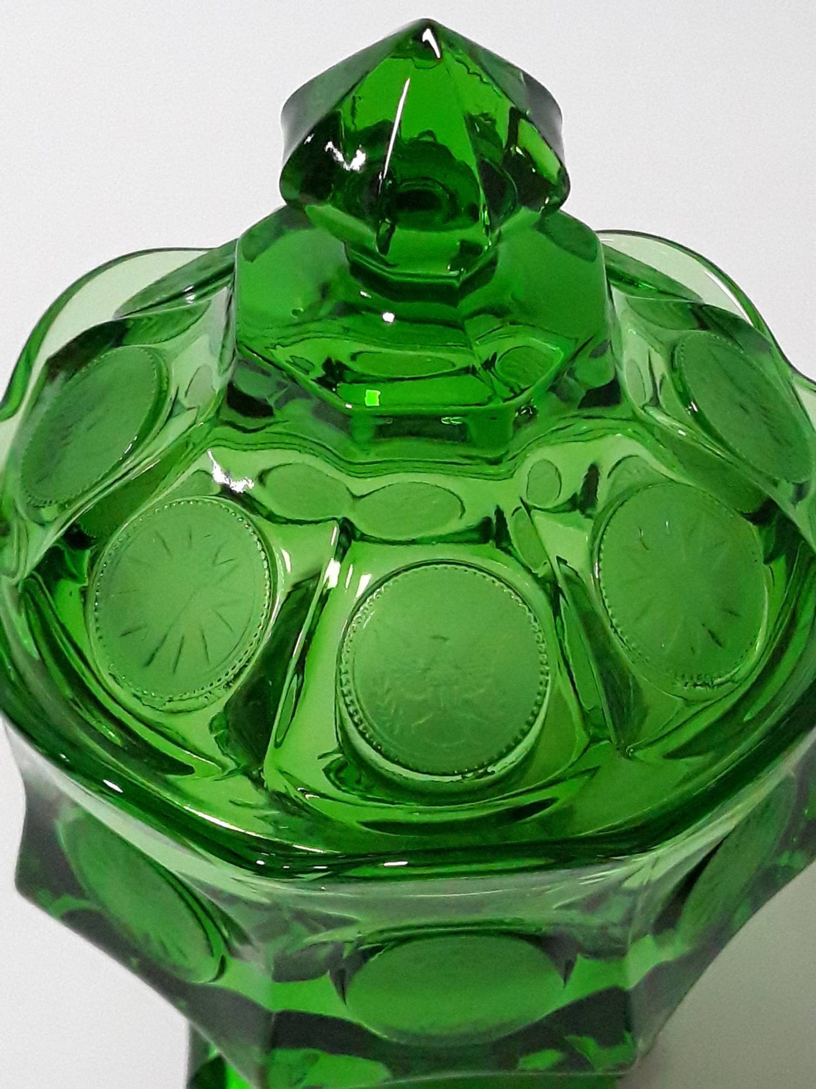 Fostoria Coin Glass Emerald Green Wedding Bowl With Cover 1962 | Etsy