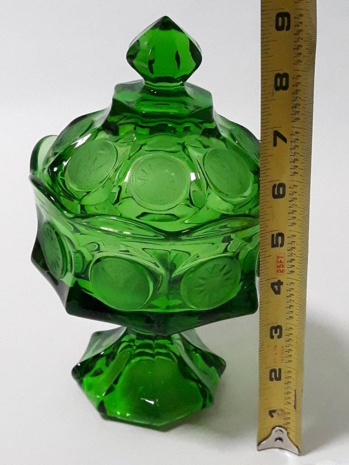 Fostoria Coin Glass Emerald Green Wedding Bowl With Cover 1962 | Etsy
