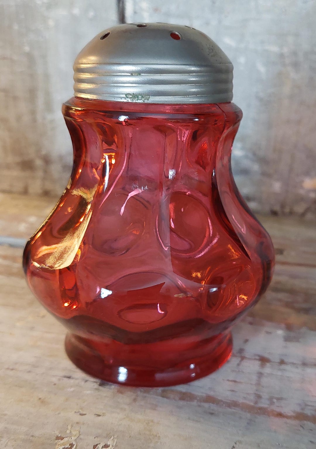 Fenton Cranberry Optic Coin Dot Sugar Shaker 9 Panel - Etsy