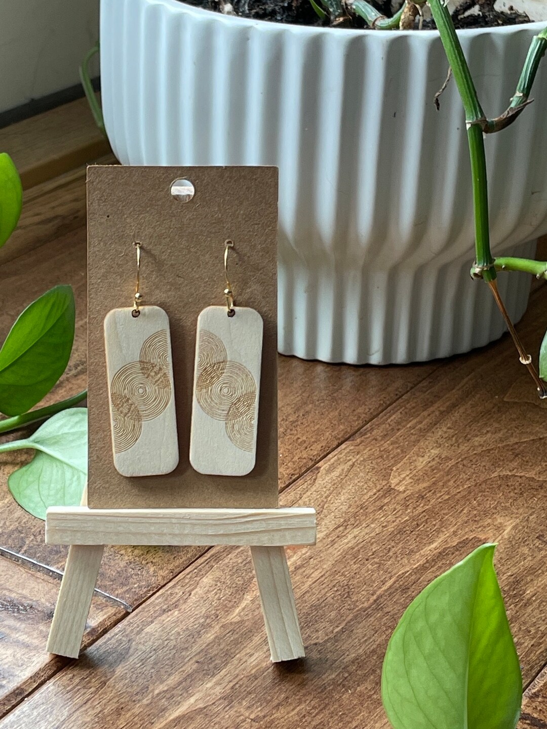 Modern Abstract Art Inspired, Laser Engraved, Rectangle Dangle Earrings ...