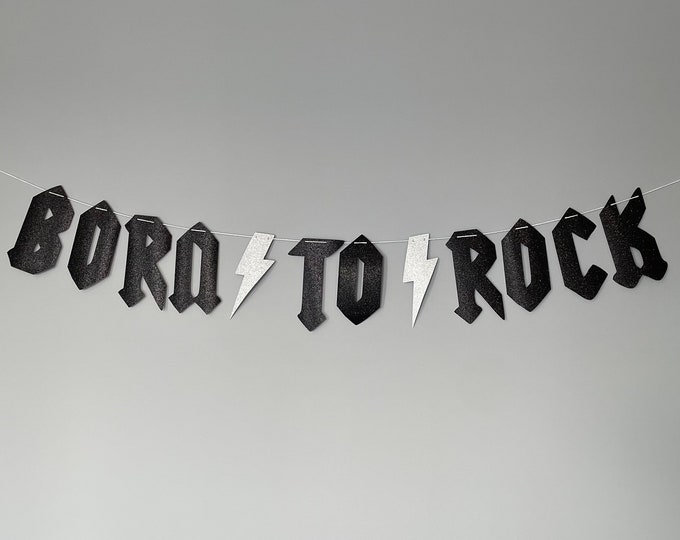 Born to Rock Party Banner - Rock and Roll Themed Birthday Decor, Custom ...