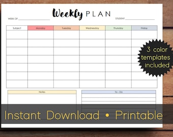 Weekly Schedule Planner for Kids, Homeschool Planner for Moms - Etsy