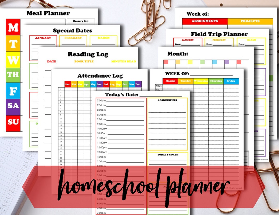 Homeschool Printable Planner • Large 8.5" X 11" PDF - Etsy