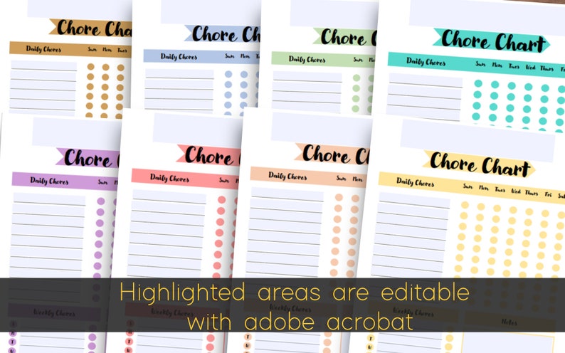 Chore Chart Family Chore Charts 8 Colors Included - Etsy