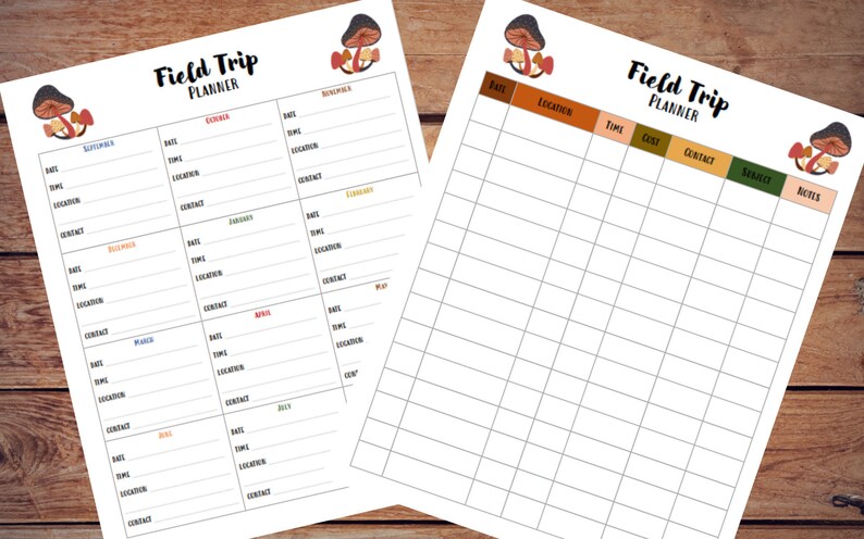 Homeschool Planner Printable Mushrooms - Etsy