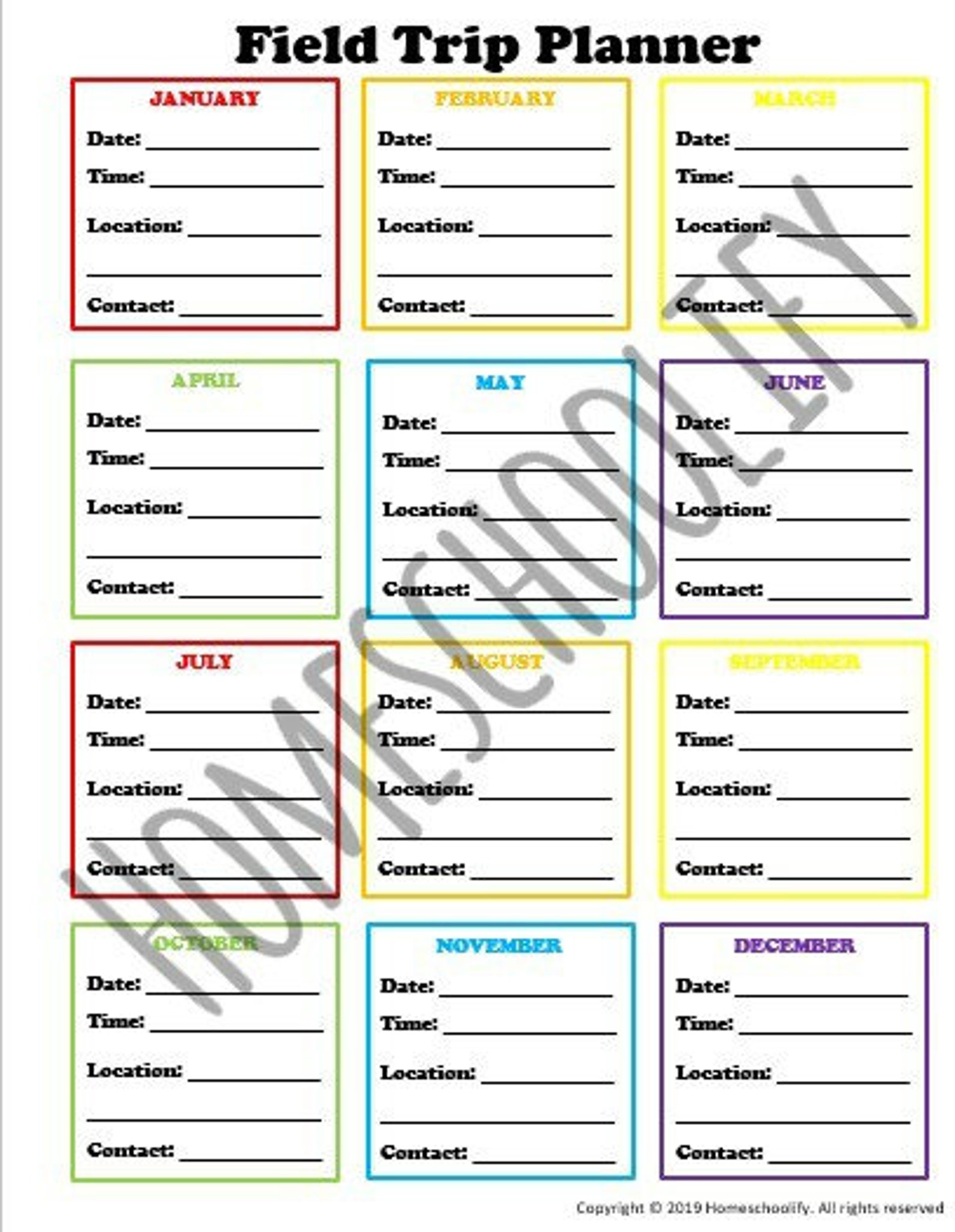 Field Trip Planner Homeschool Printable • Instant Download - Etsy