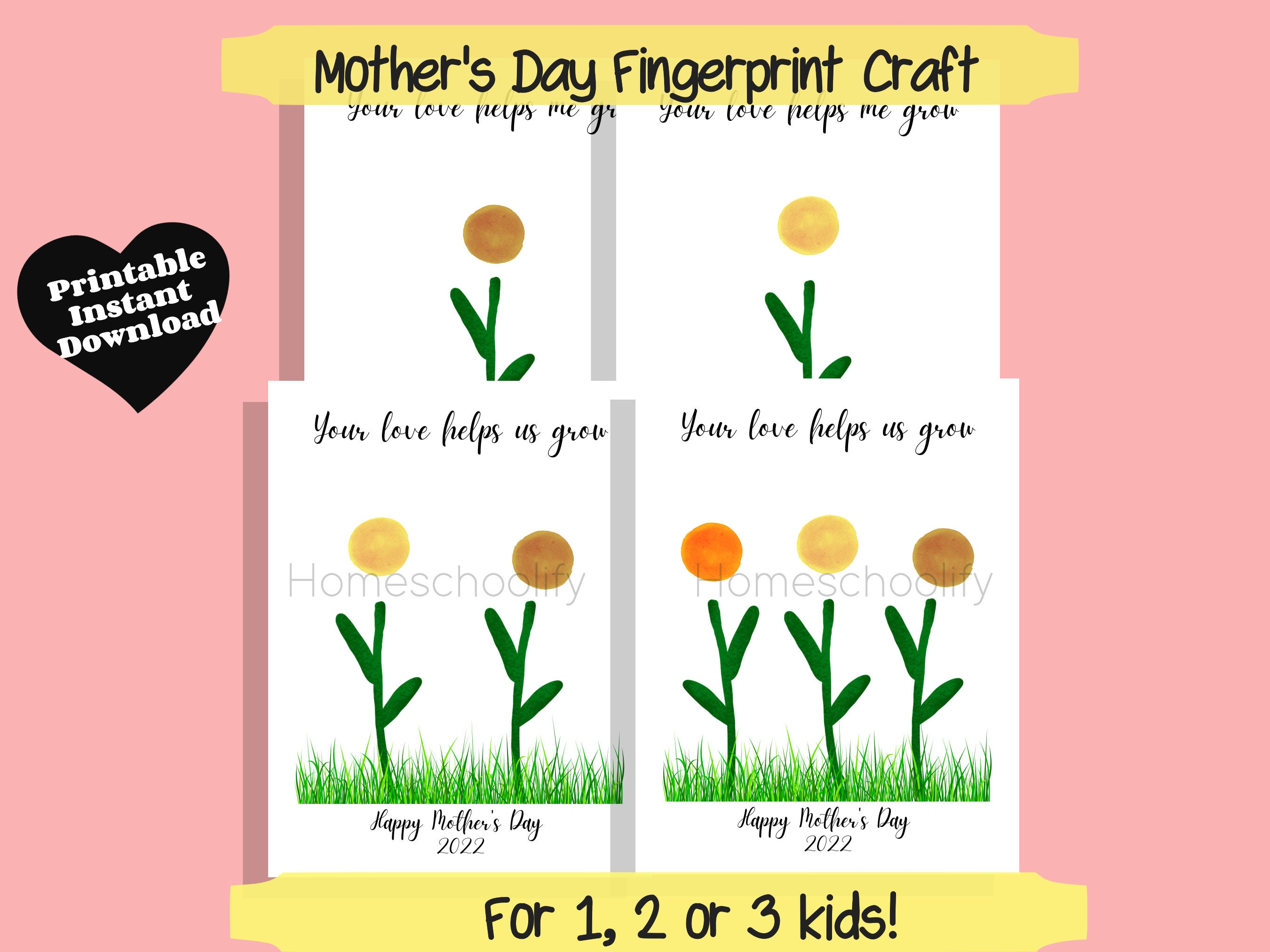 Mothers Day Printable • Fingerprint Art • Mothers Day Craft - Etsy