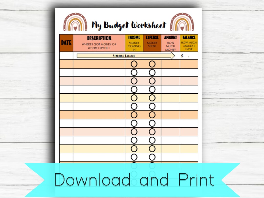 Kids Budgeting Worksheet Allowance Tracker - Etsy