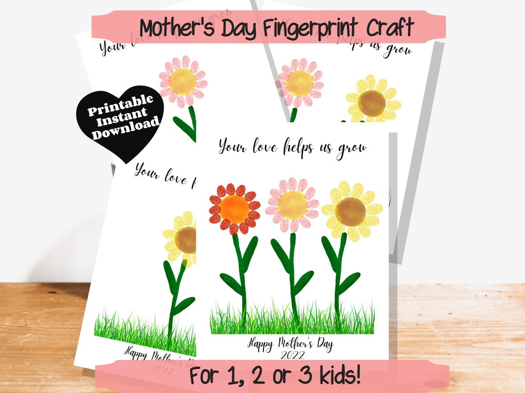 Mothers Day Printable • Fingerprint Art • Mothers Day Craft - Etsy