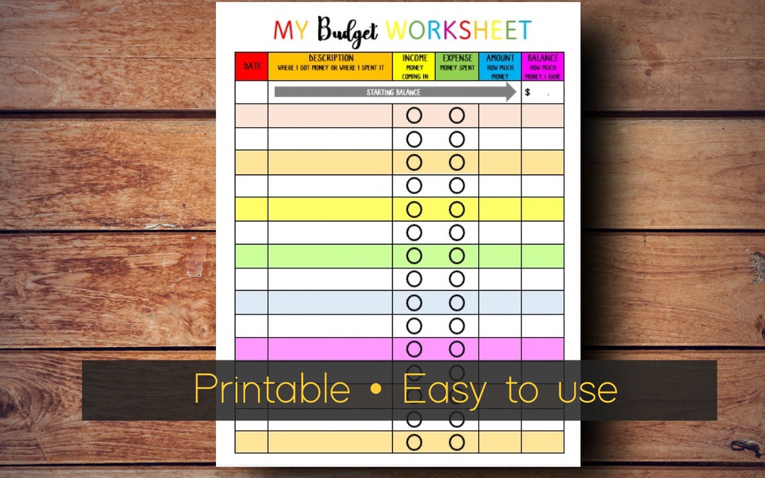 Kids Budgeting Worksheet • Instant Download - Etsy