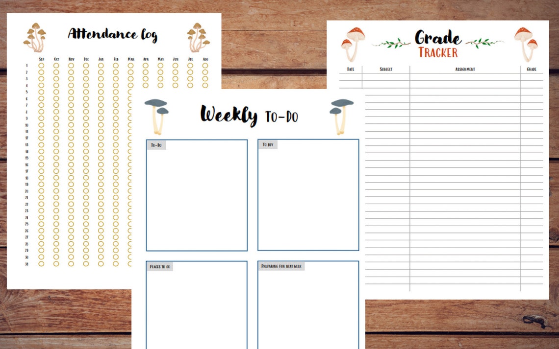 Homeschool Planner Printable Mushrooms - Etsy