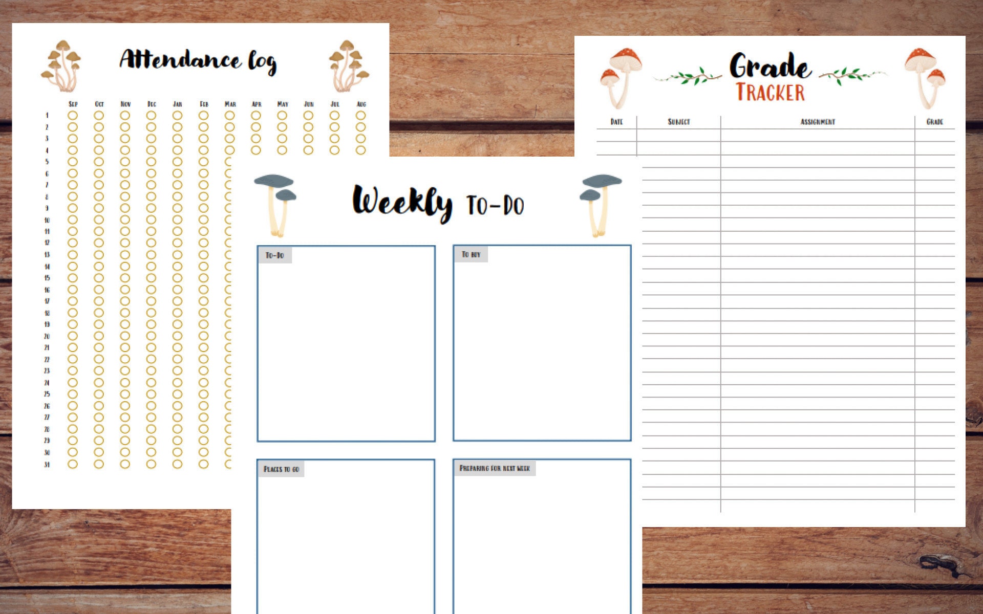 Homeschool Planner Printable Mushrooms - Etsy