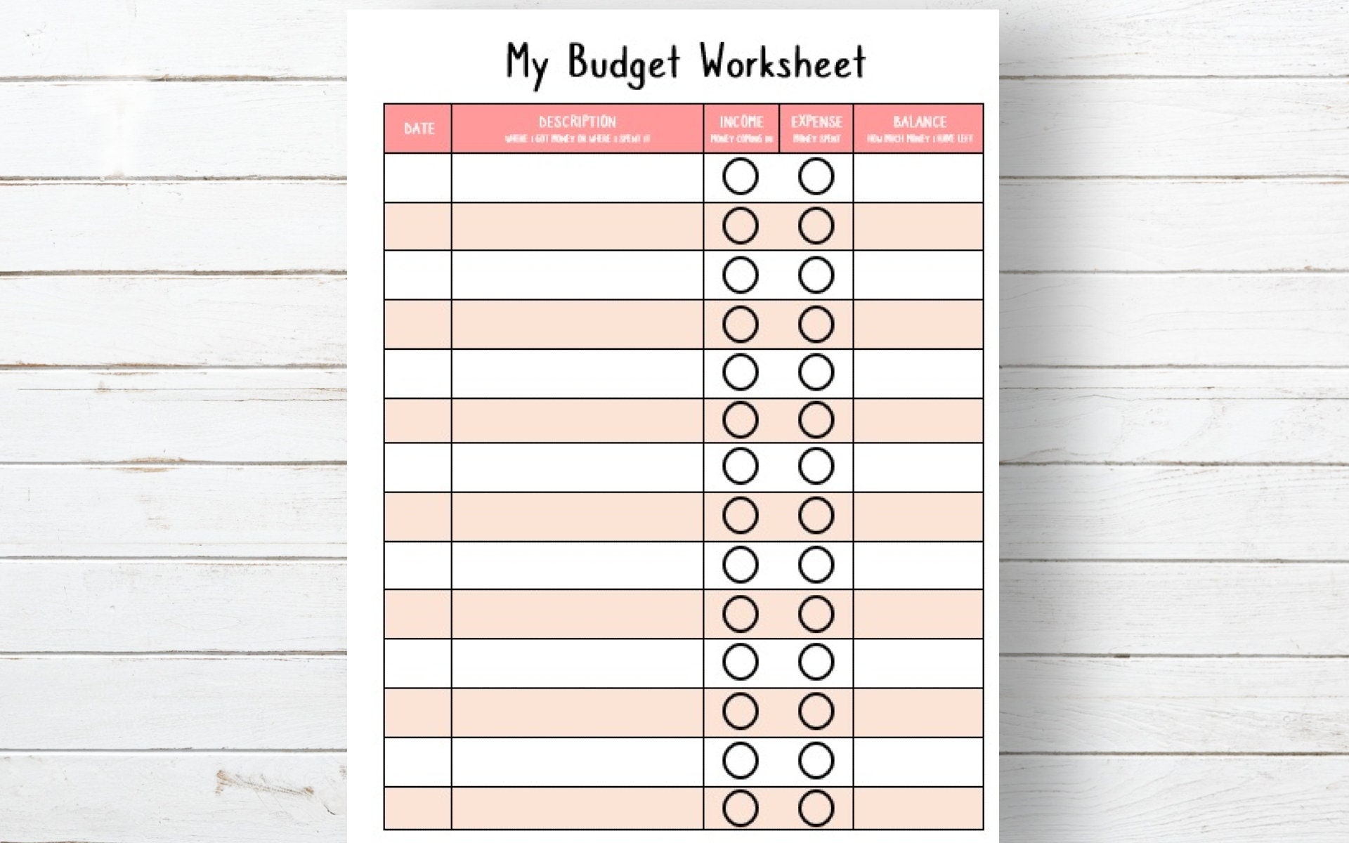 Kids Budget Worksheet • Instant Download - Etsy