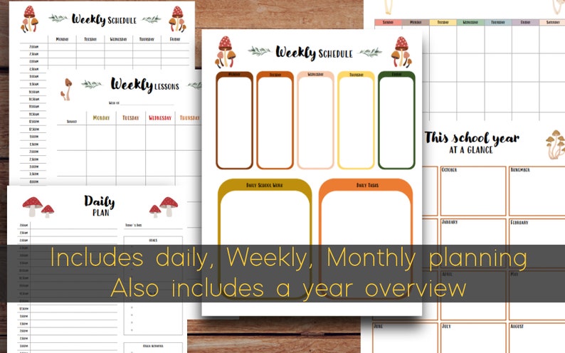 Homeschool Planner Printable Mushrooms - Etsy