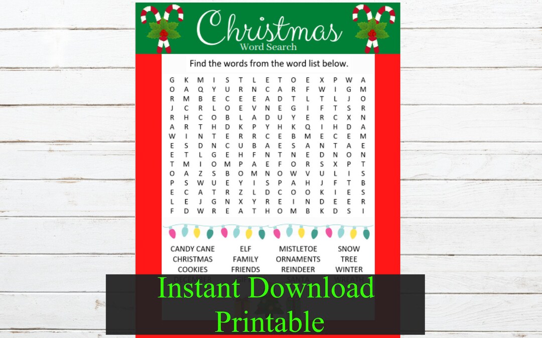Christmas Word Search Kids Holiday Printable Christmas - Etsy