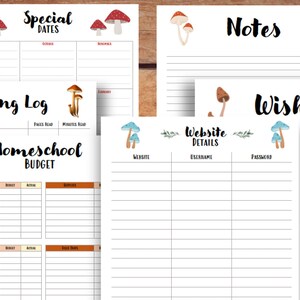 Homeschool Planner Printable Mushrooms - Etsy