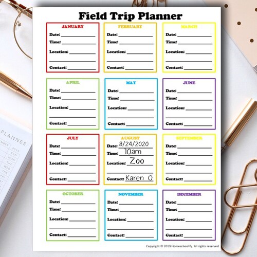INSTANT DOWNLOAD Homeschool Field Trip Log - Etsy