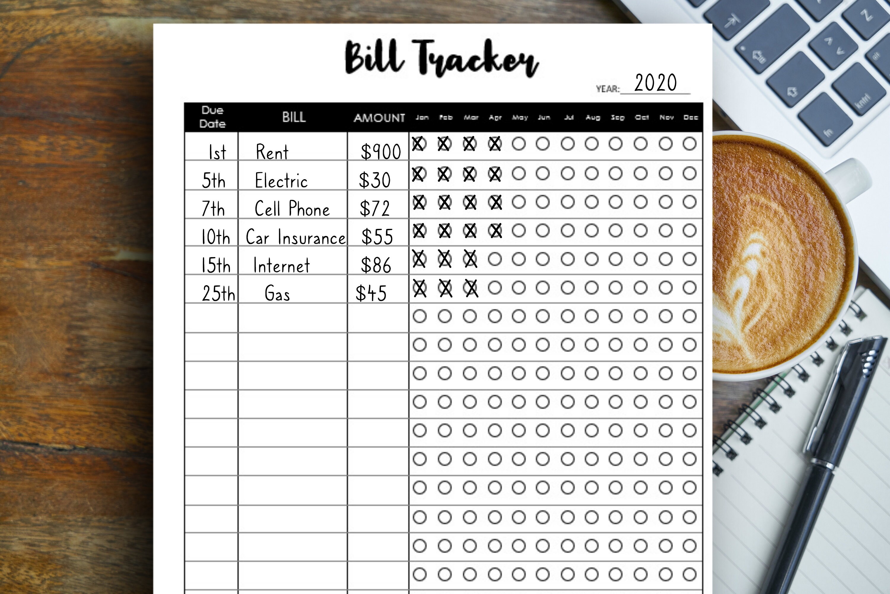 Bill Tracker Instant Download - Etsy