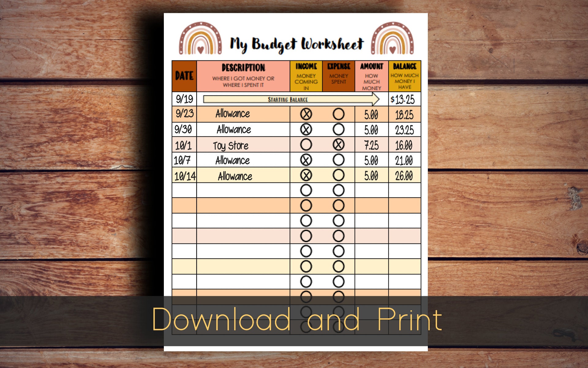 Kids Budgeting Worksheet • Allowance Tracker - Etsy
