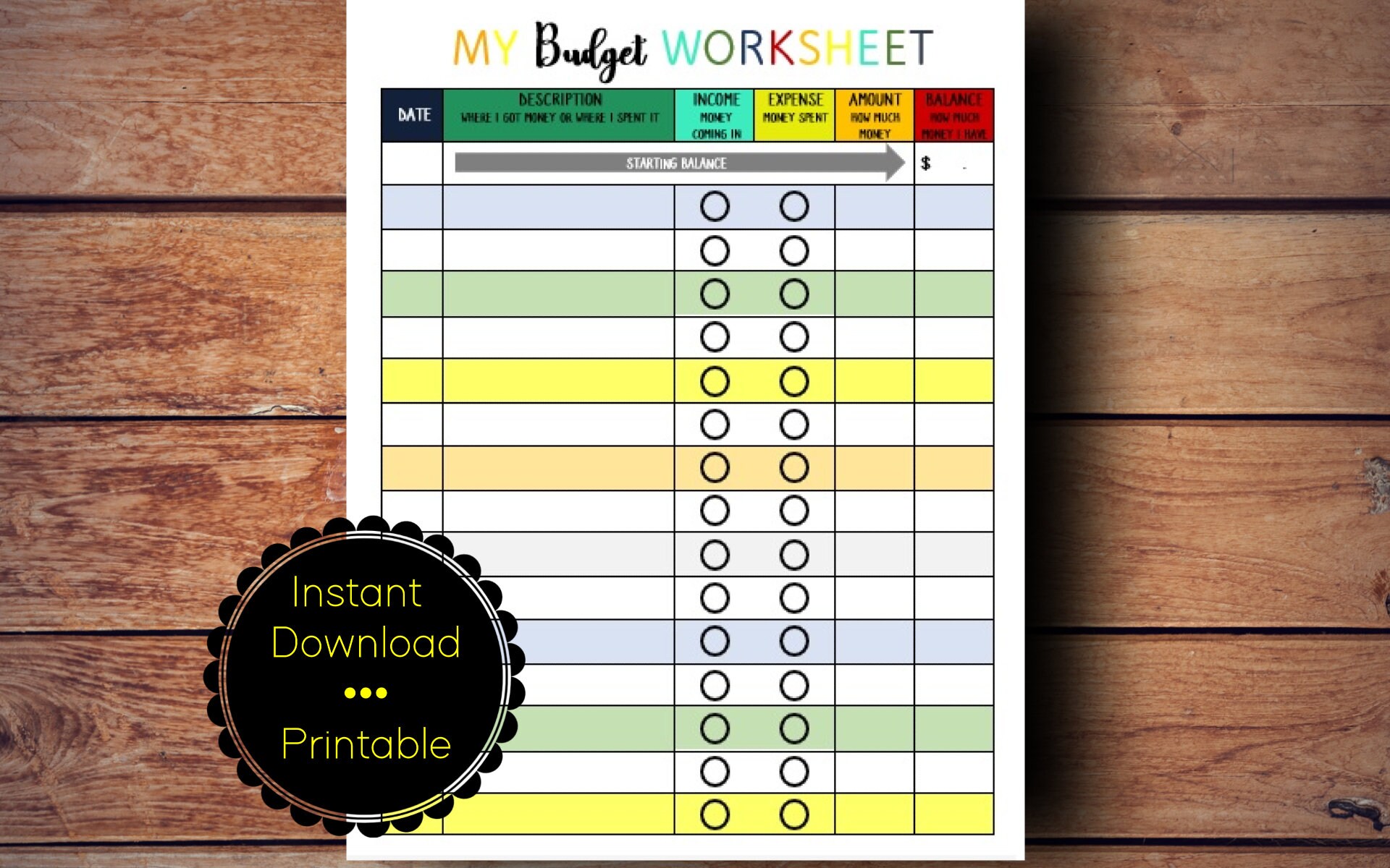 Kids Budgeting Worksheet • Instant Download - Etsy