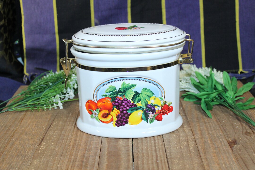 Knott's Berry Farm Fruit Print White Ceramic Flour Canister - Etsy