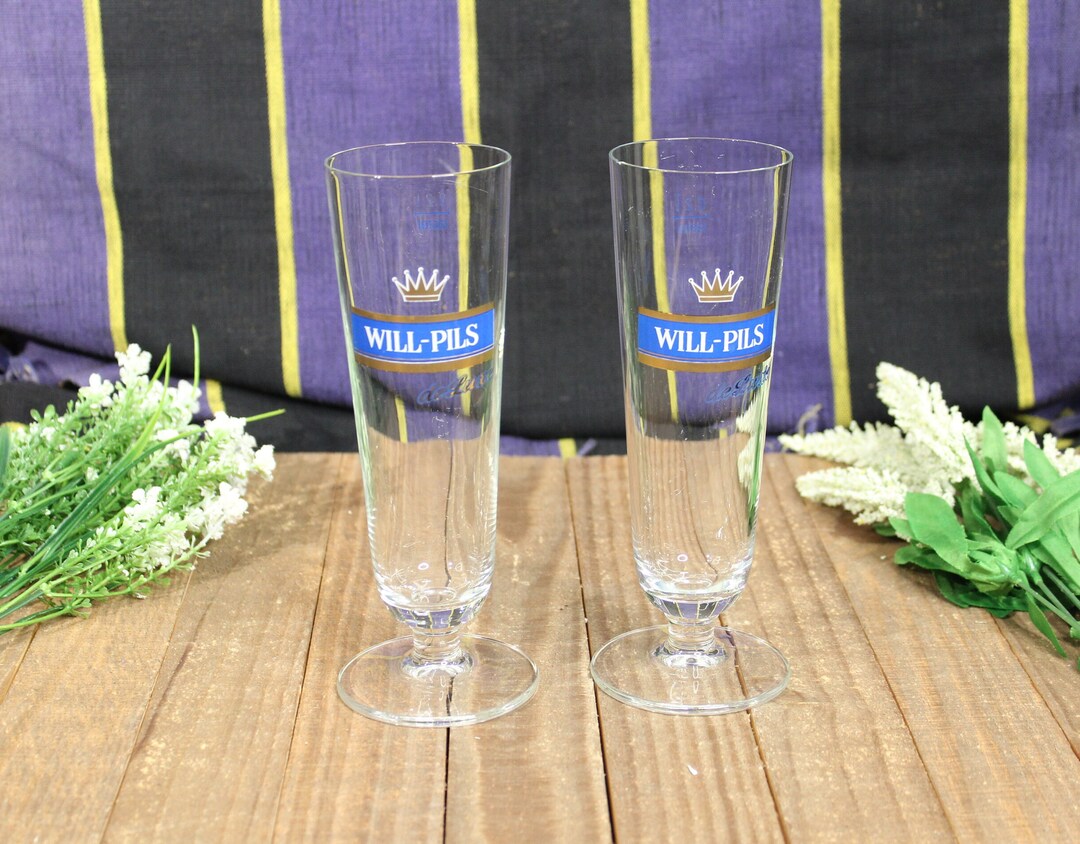 Will-pils Clear Glass 7 in Tall Beer Flute Set of 2 Home Kitchen ...