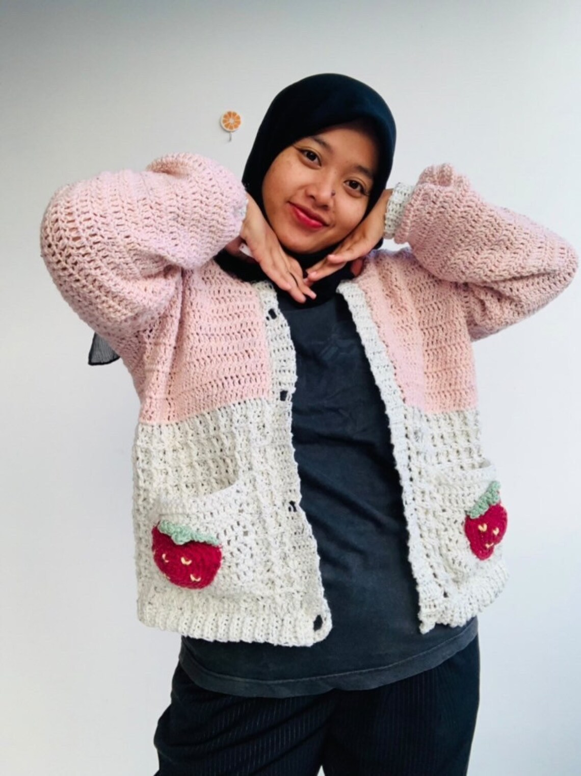 Strawberry Pocket Cardigan - Crochet PDF Pattern - Etsy