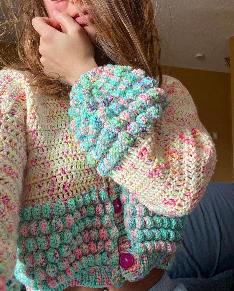 Crochet PDF Pattern: Bobble-sleeve Sweater - Etsy