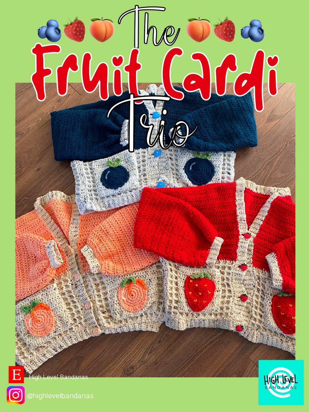 The Fruit Cardigan Trio - Crochet PDF Patterns - Etsy