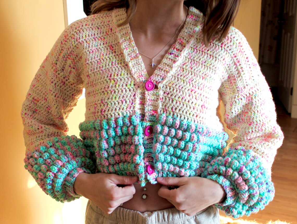 Crochet PDF Pattern: Bobble-sleeve Sweater | Etsy