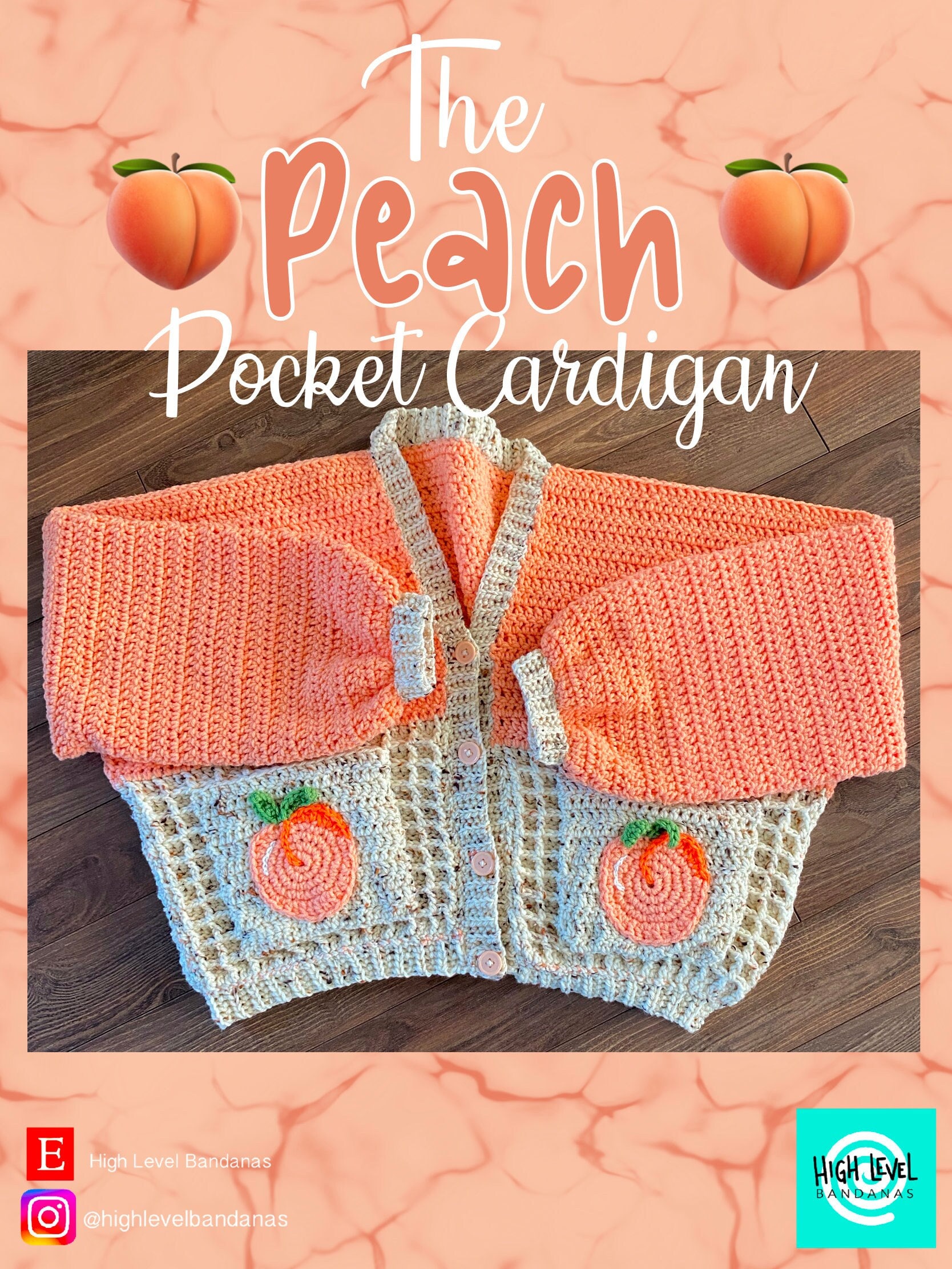 The Peach Pocket Cardigan Crochet PDF Pattern - Etsy