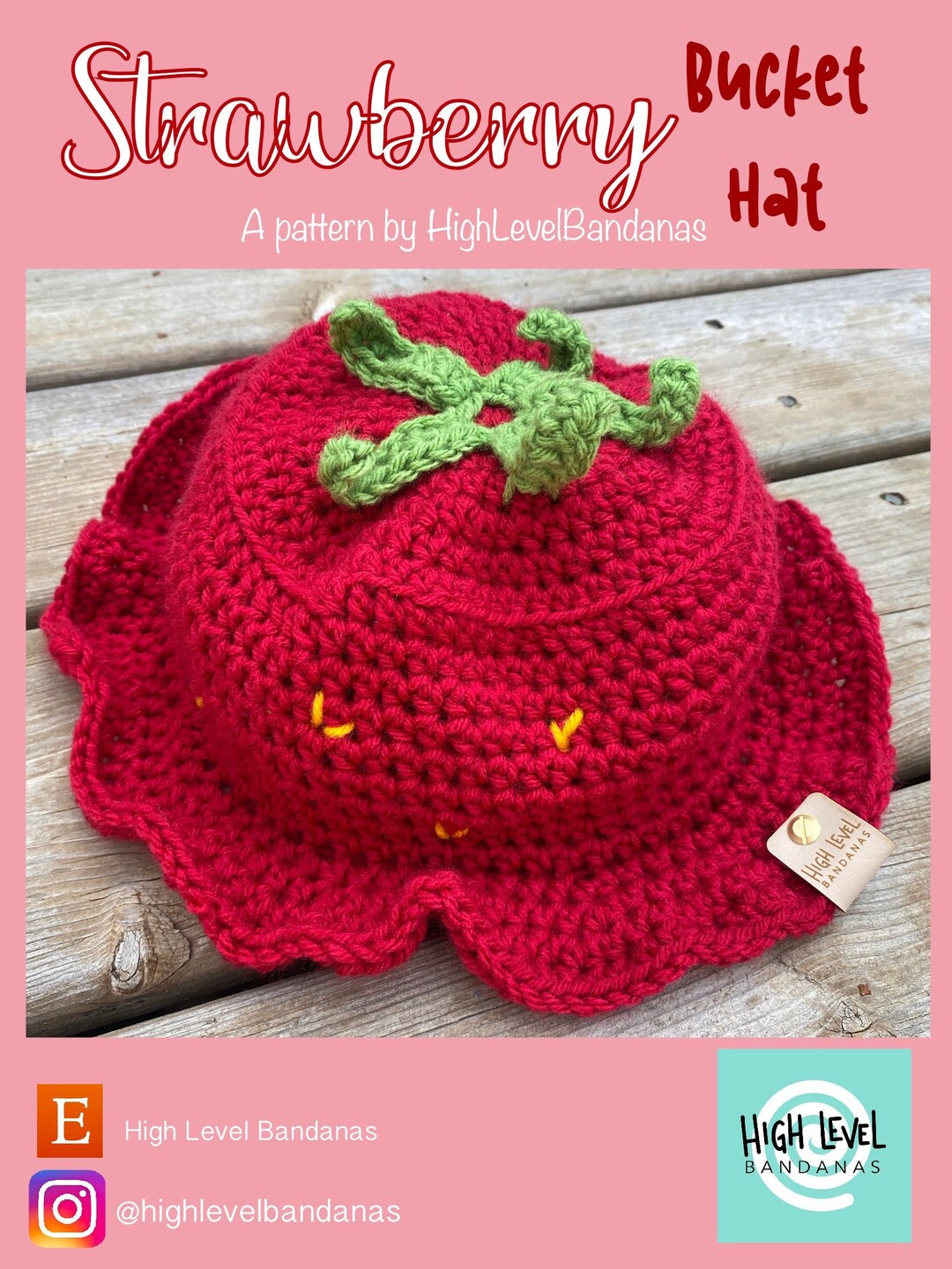 Strawberry Bucket Hat - Crochet PDF Pattern - Etsy