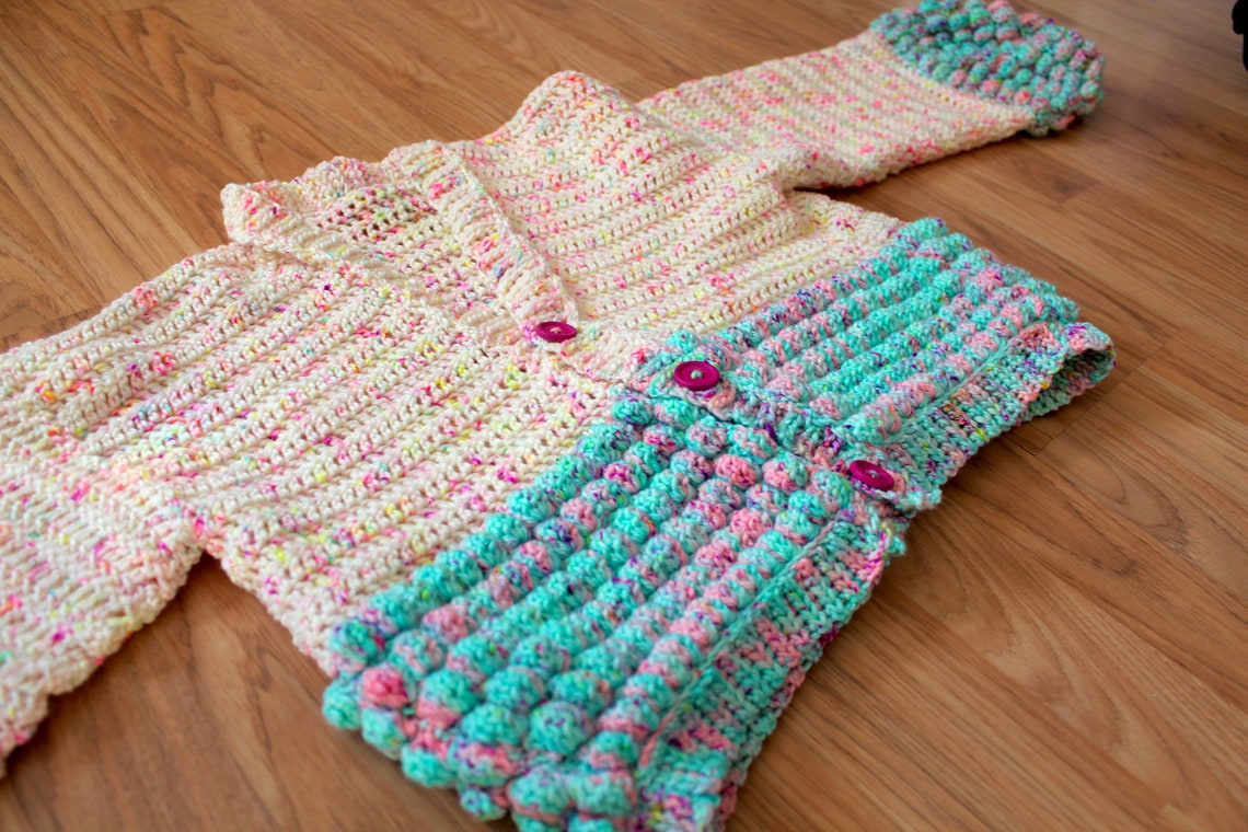 Crochet PDF Pattern: Bobble-sleeve Sweater | Etsy