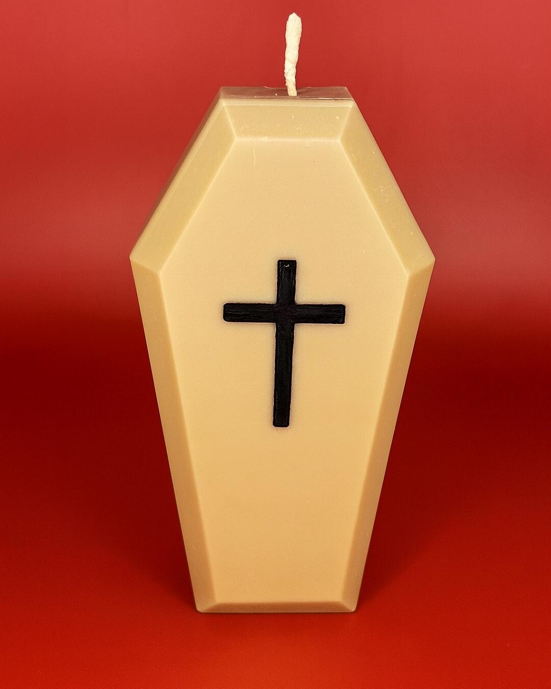 Coffin Candle: Spooky Halloween Decor With Black Cross - Etsy