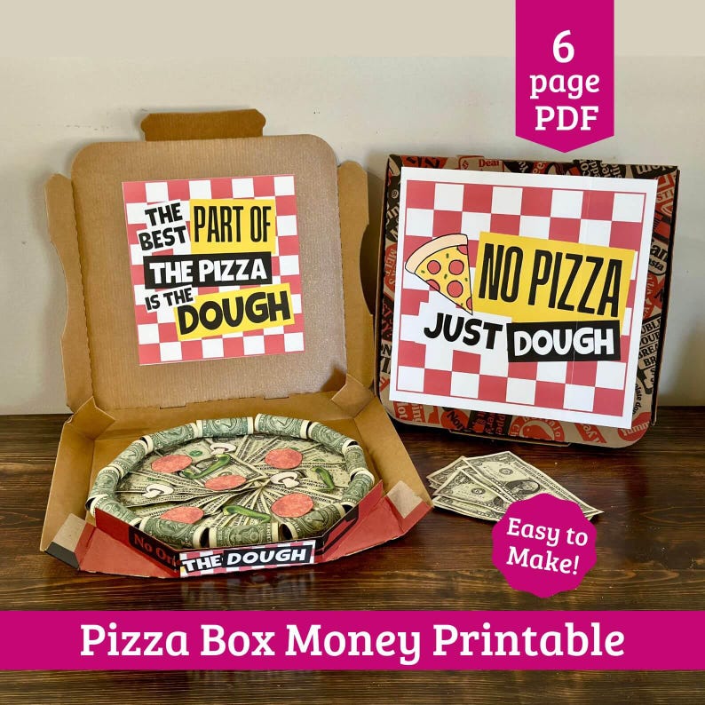 Printable Pizza Box Money Gift Template - PDF Printable Gift - Fun Ways ...