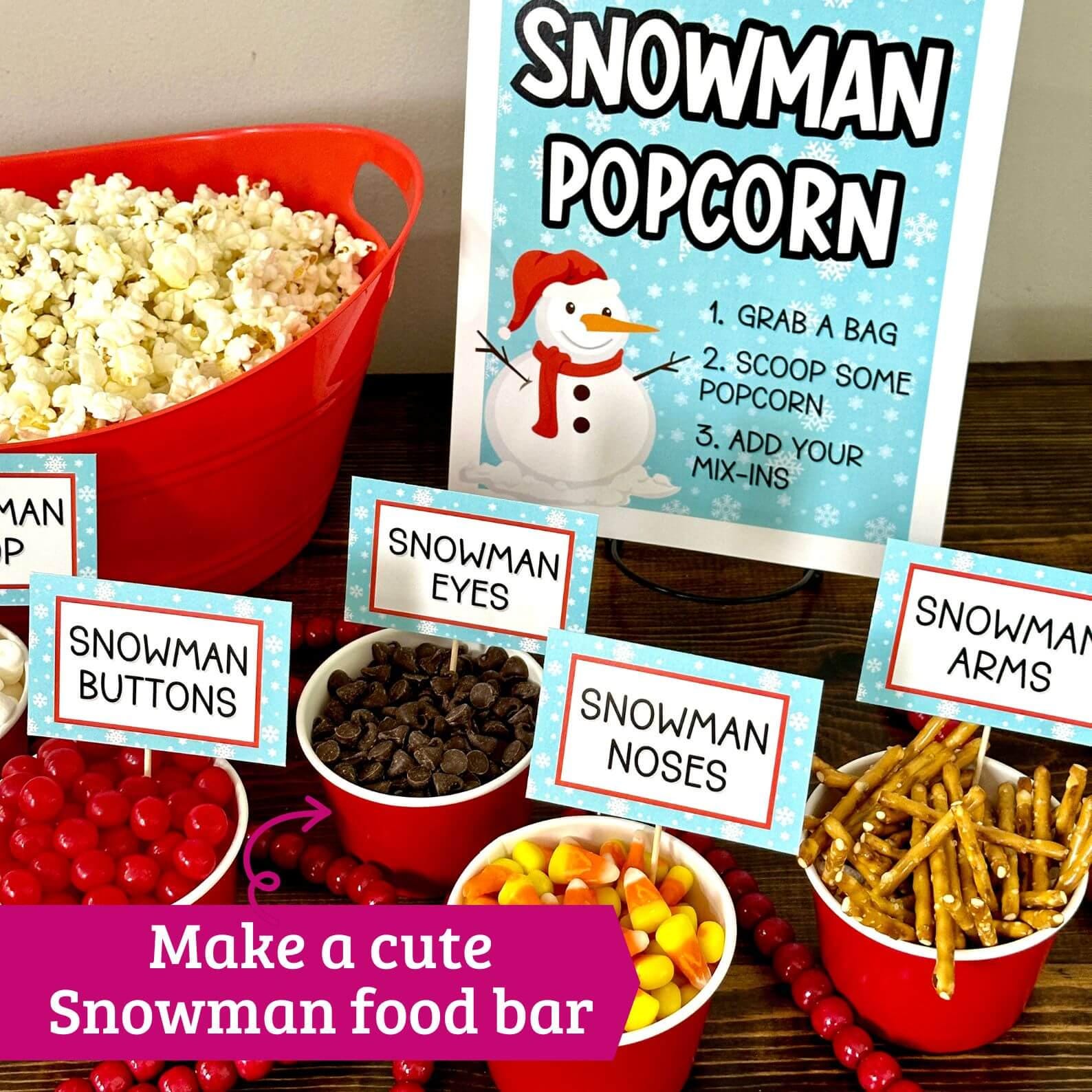 Christmas Popcorn Bar Signs - Christmas Snack Mix Printable Signs for ...