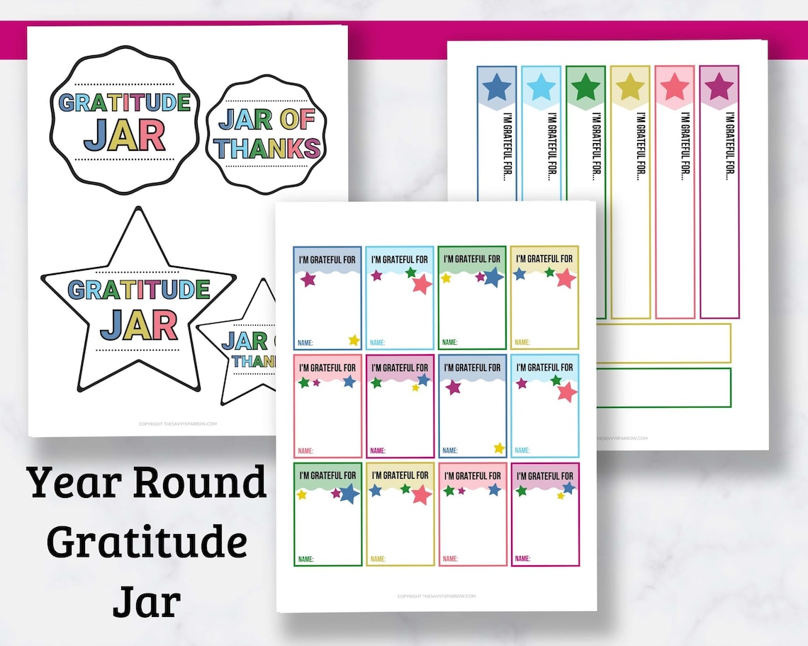Gratitude Jar Printable for Kids Year Round or Thanksgiving Gratitude ...