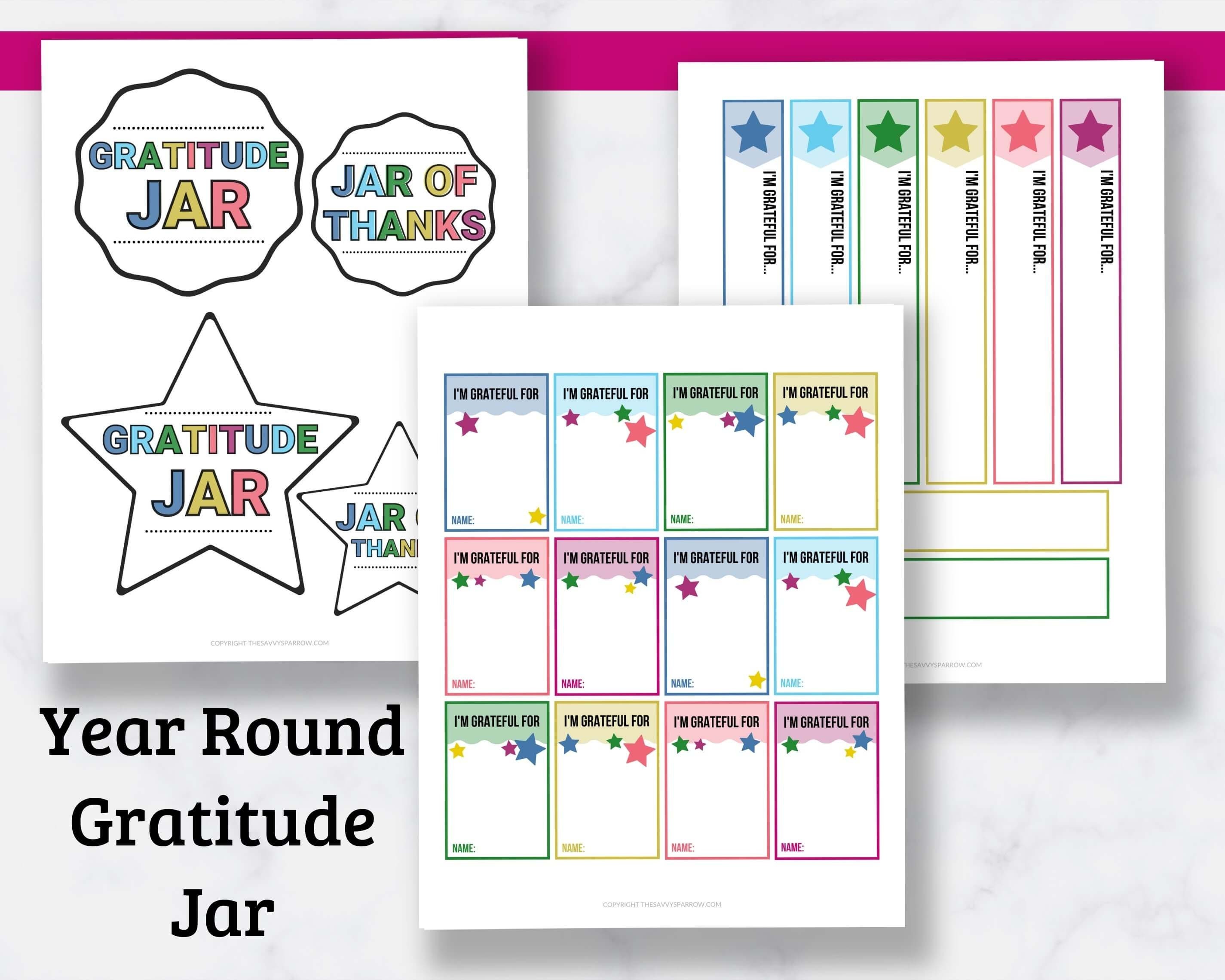 Gratitude Jar Printable for Kids - Year Round or Thanksgiving Gratitude ...