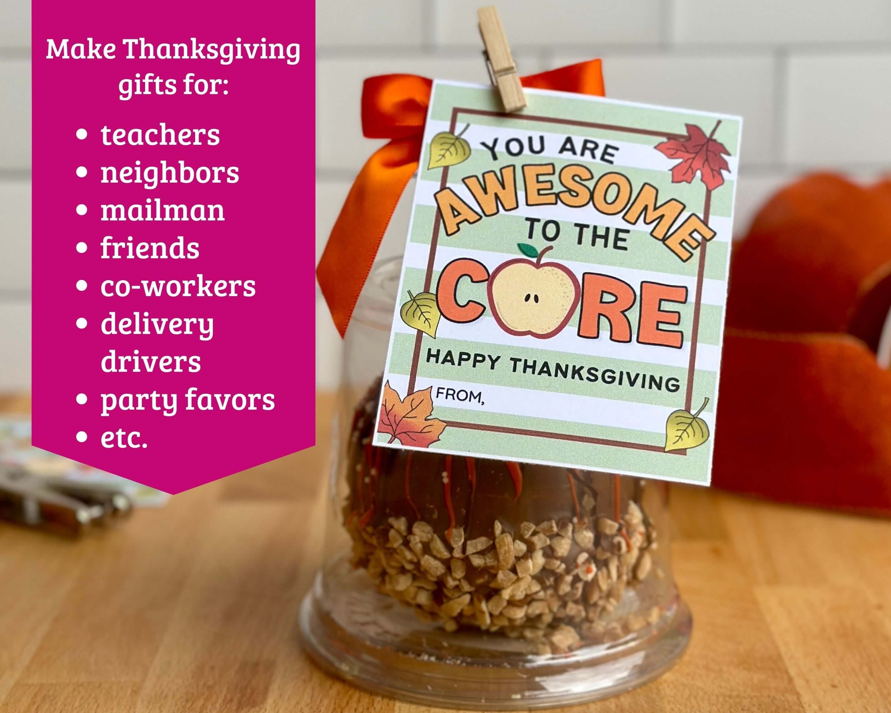 Caramel Apple Gift Tags Printable - Thanksgiving Gift Tags for Teachers ...
