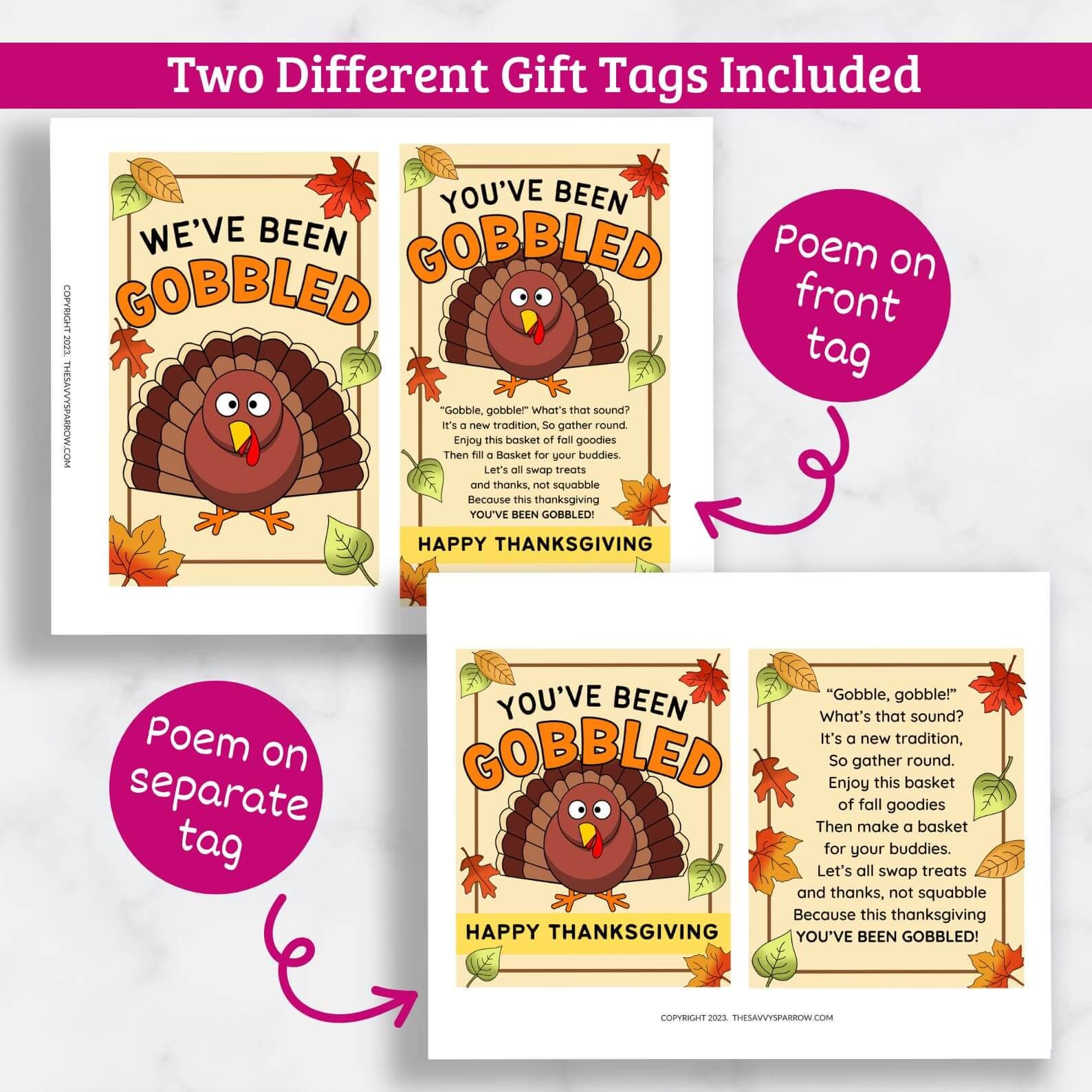 You've Been Gobbled Printable Tags for Thanksgiving - You've Been ...