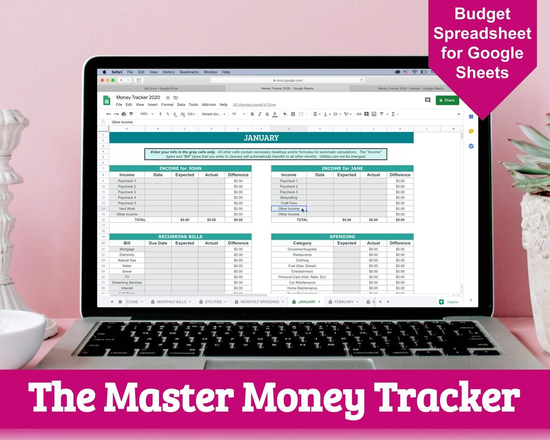 Budget Spreadsheet for Google Sheets the Master Money Tracker - Etsy