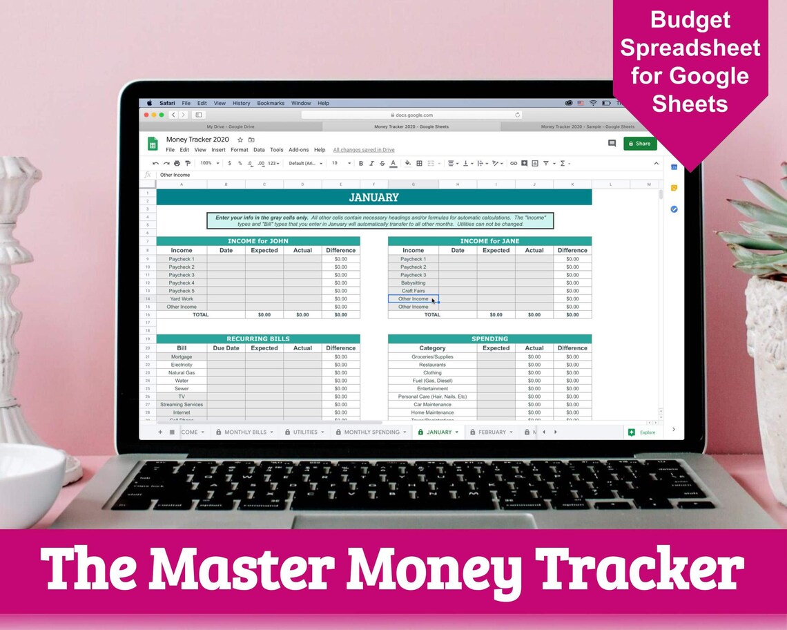 Budget Spreadsheet for Google Sheets the Master Money - Etsy