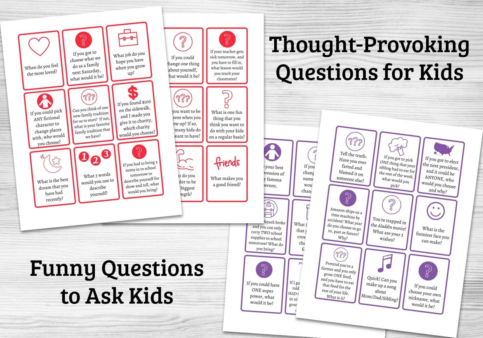 Conversation Starters for Kids 100 Printable Question Cards | Etsy
