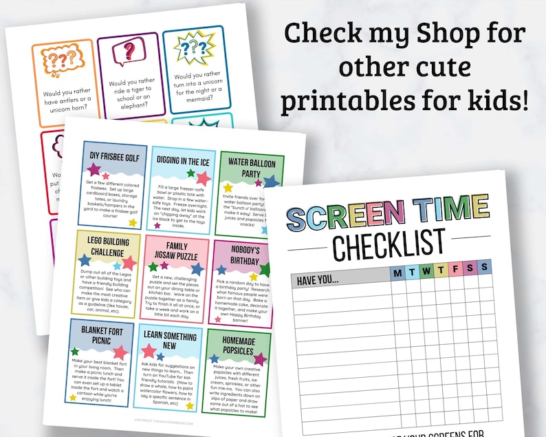 Screen Time Checklist Printable for Kids Before Screen Time Checklist ...