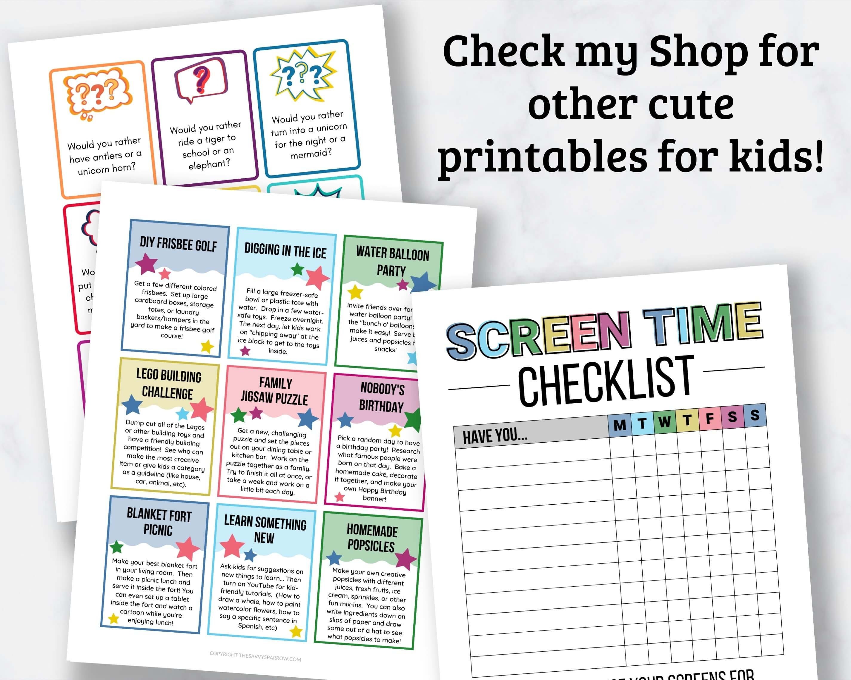 Screen Time Checklist Printable for Kids - Before Screen Time Checklist ...