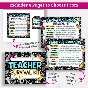 Teacher Survival Kit Printable Gift Tag - Back to School Gift Ideas for ...