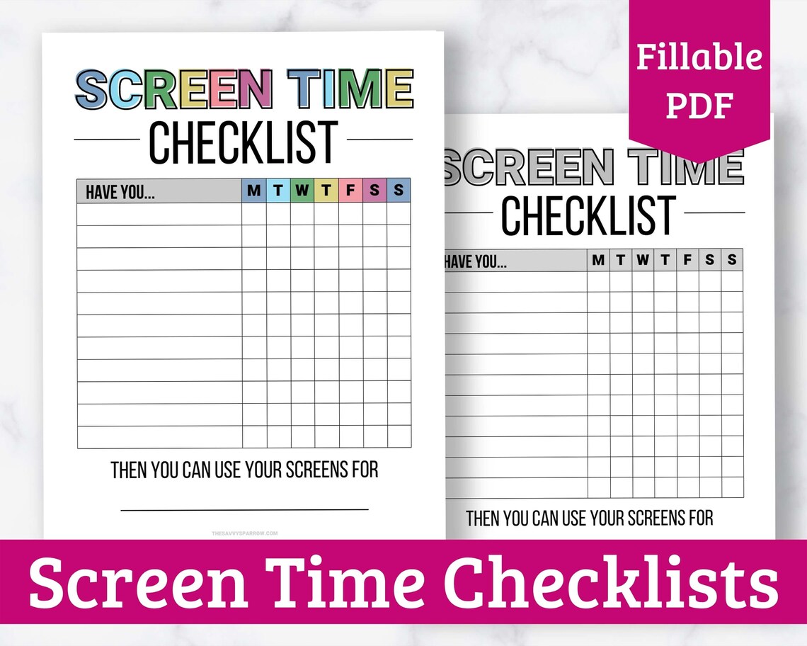 Screen Time Checklist Printable for Kids Before Screen Time Checklist ...