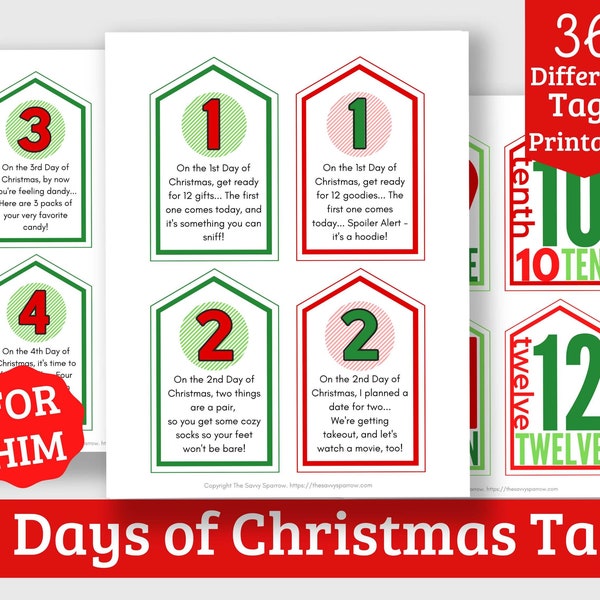 12 Days of Christmas Gift Tags - 60+ Gift Ideas for 2024