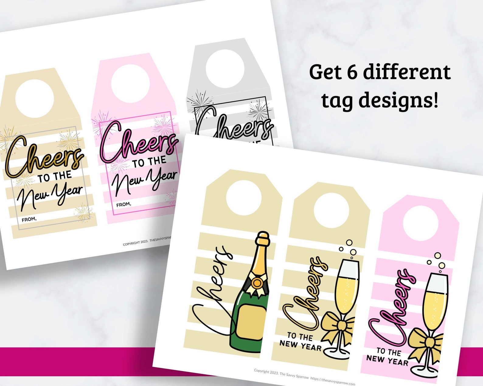 Cheers to the New Year - Printable New Year's Eve Bottle Gift Tag ...