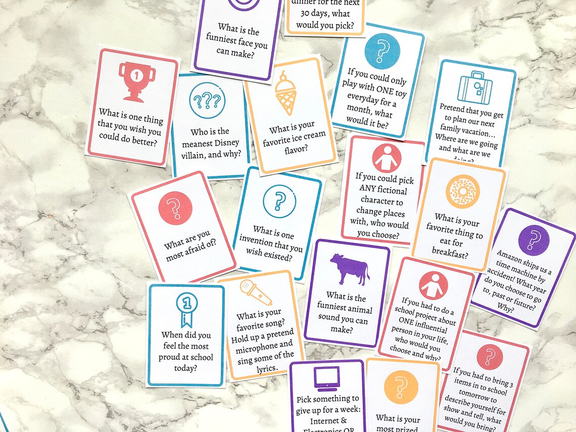 Conversation Starters for Kids 100 Printable Question Cards - Etsy
